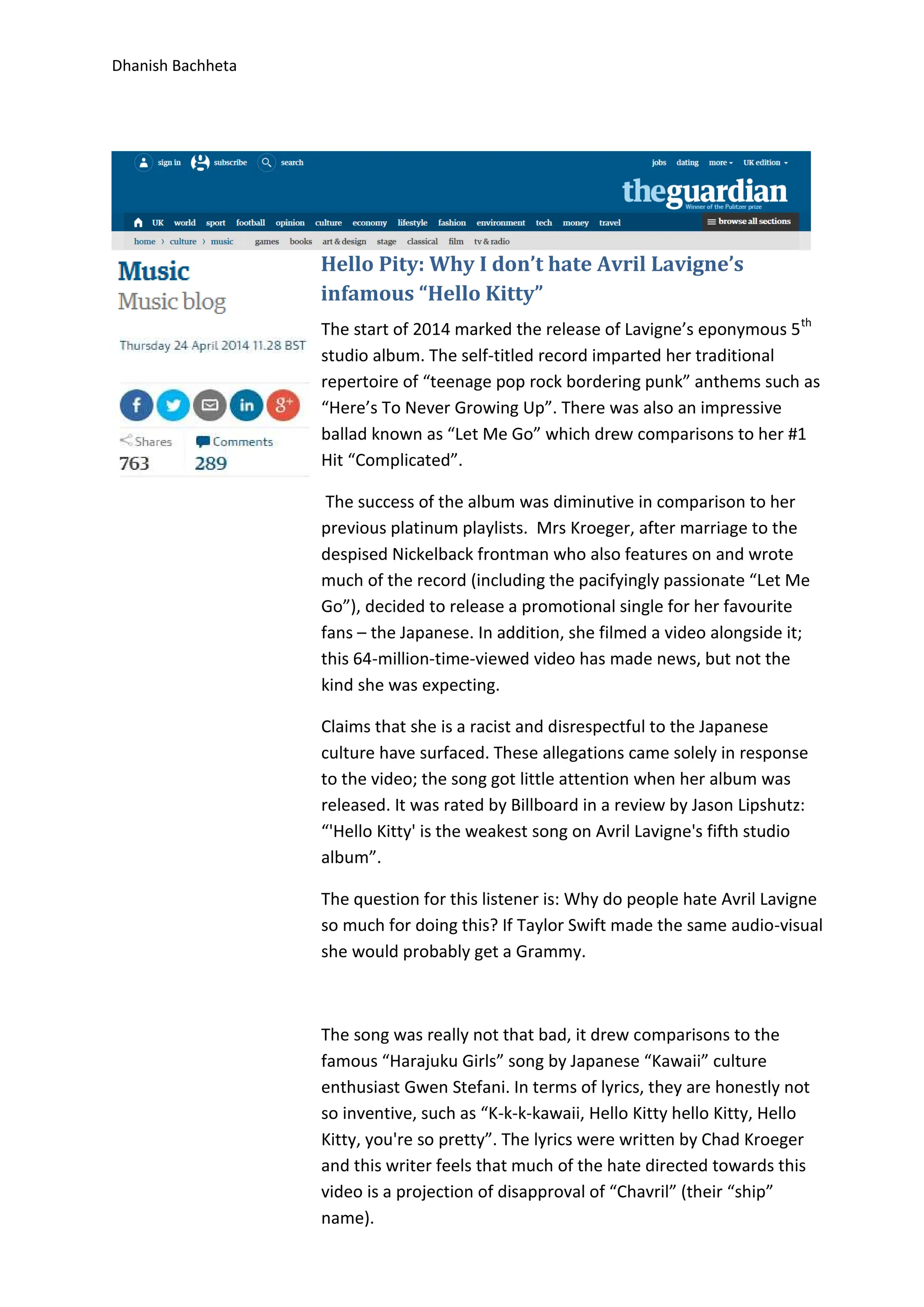 IB English HL Written Task 1 Online Article | PDF