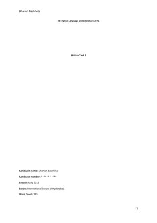 IB English HL Written Task 1 Online Article | PDF