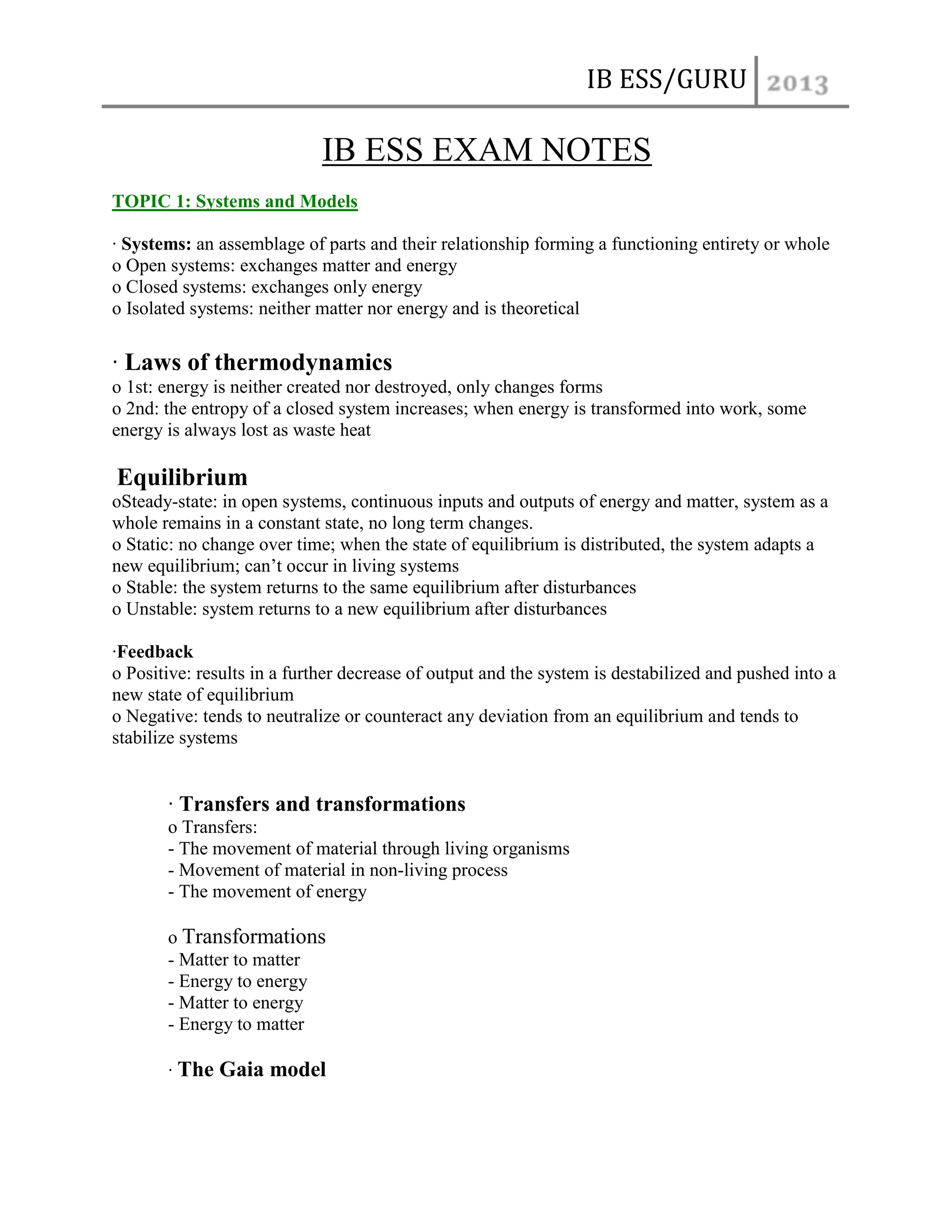 Ib ess exam notes | PDF