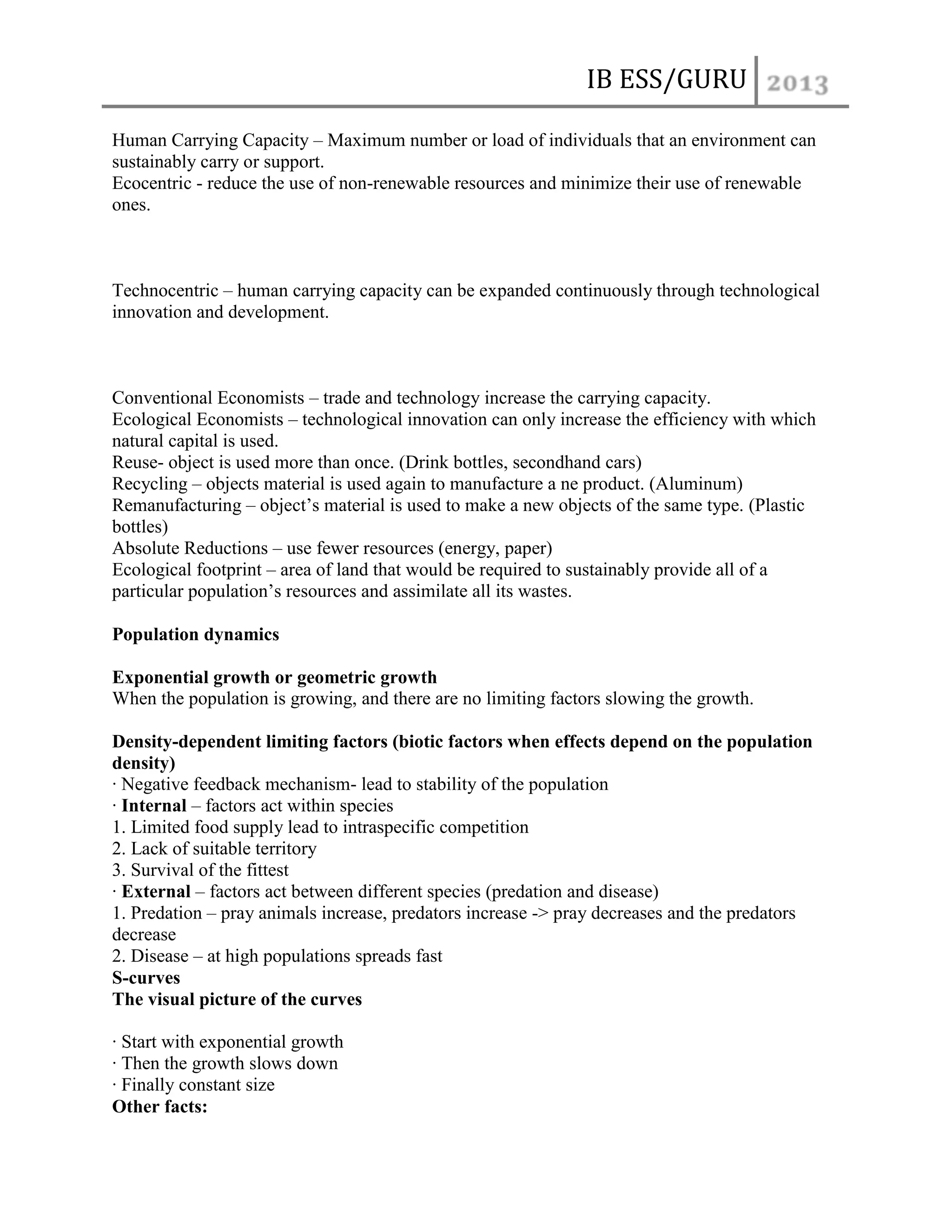 Ib ess exam notes | PDF