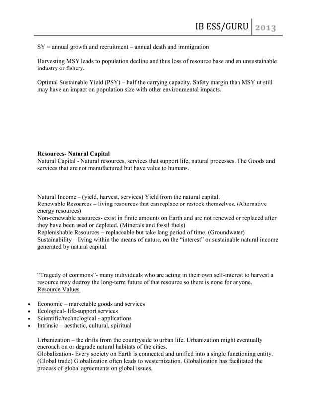 Ib ess exam notes | PDF