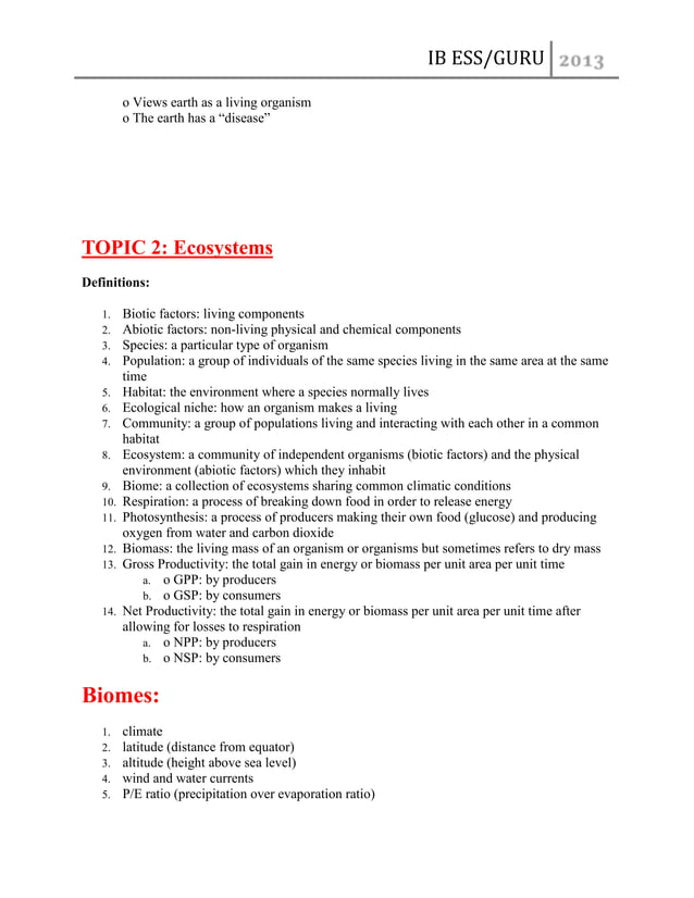 Ib ess exam notes | PDF