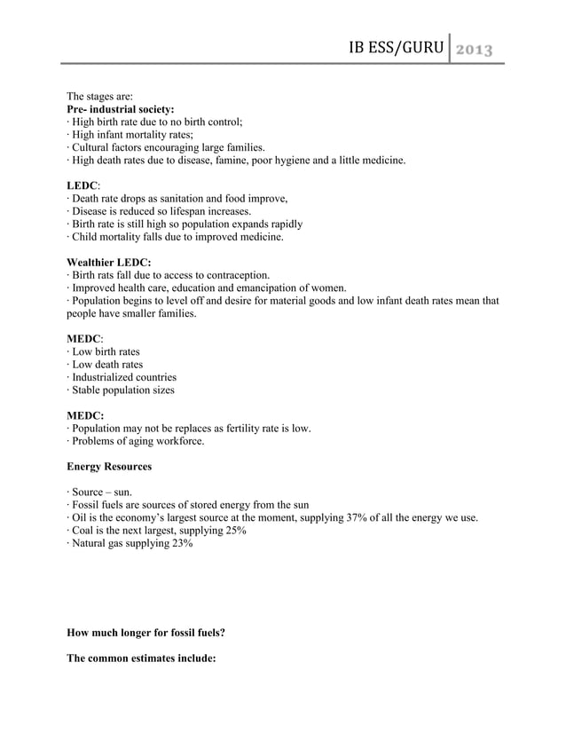 Ib ess exam notes | PDF