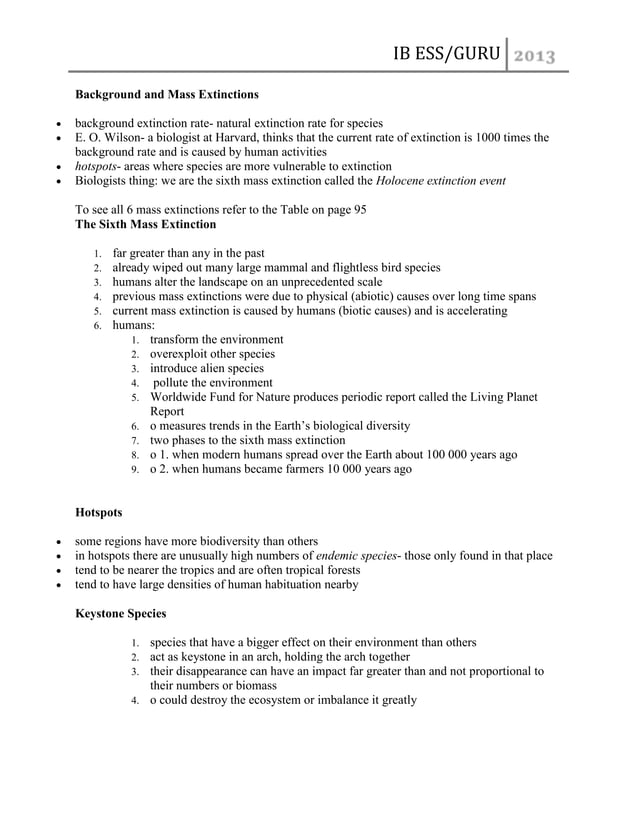 Ib ess exam notes | PDF