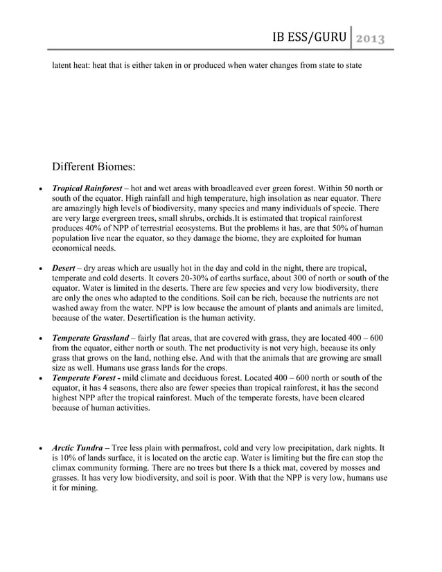 Ib ess exam notes | PDF