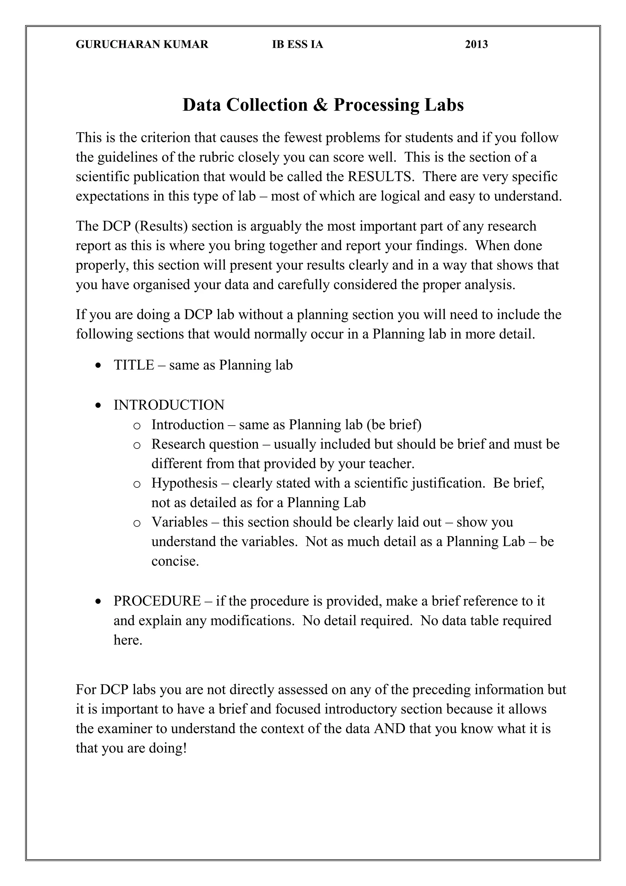 IB ESS -How to write a Good Lab report | PDF