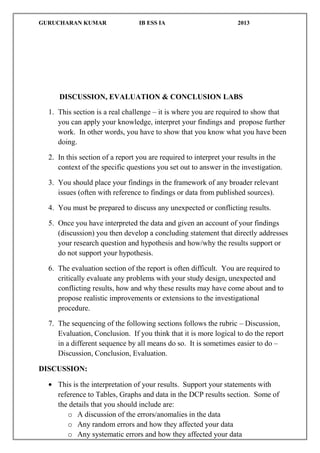 IB ESS -How to write a Good Lab report | PDF