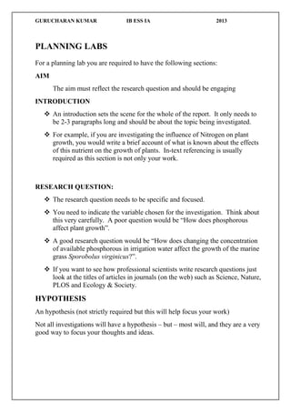 IB ESS -How to write a Good Lab report | PDF