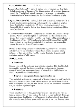 IB ESS -How to write a Good Lab report | PDF