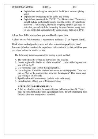 IB ESS -How to write a Good Lab report | PDF