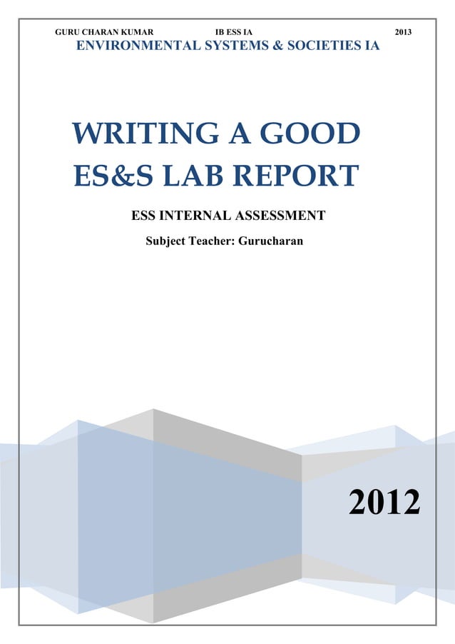 IB ESS How To Write A Good Lab Report PDF IB ESS How To Write A Good Lab Report PDF