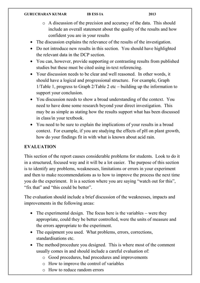 IB ESS How To Write A Good Lab Report IB ESS How To Write A Good Lab Report