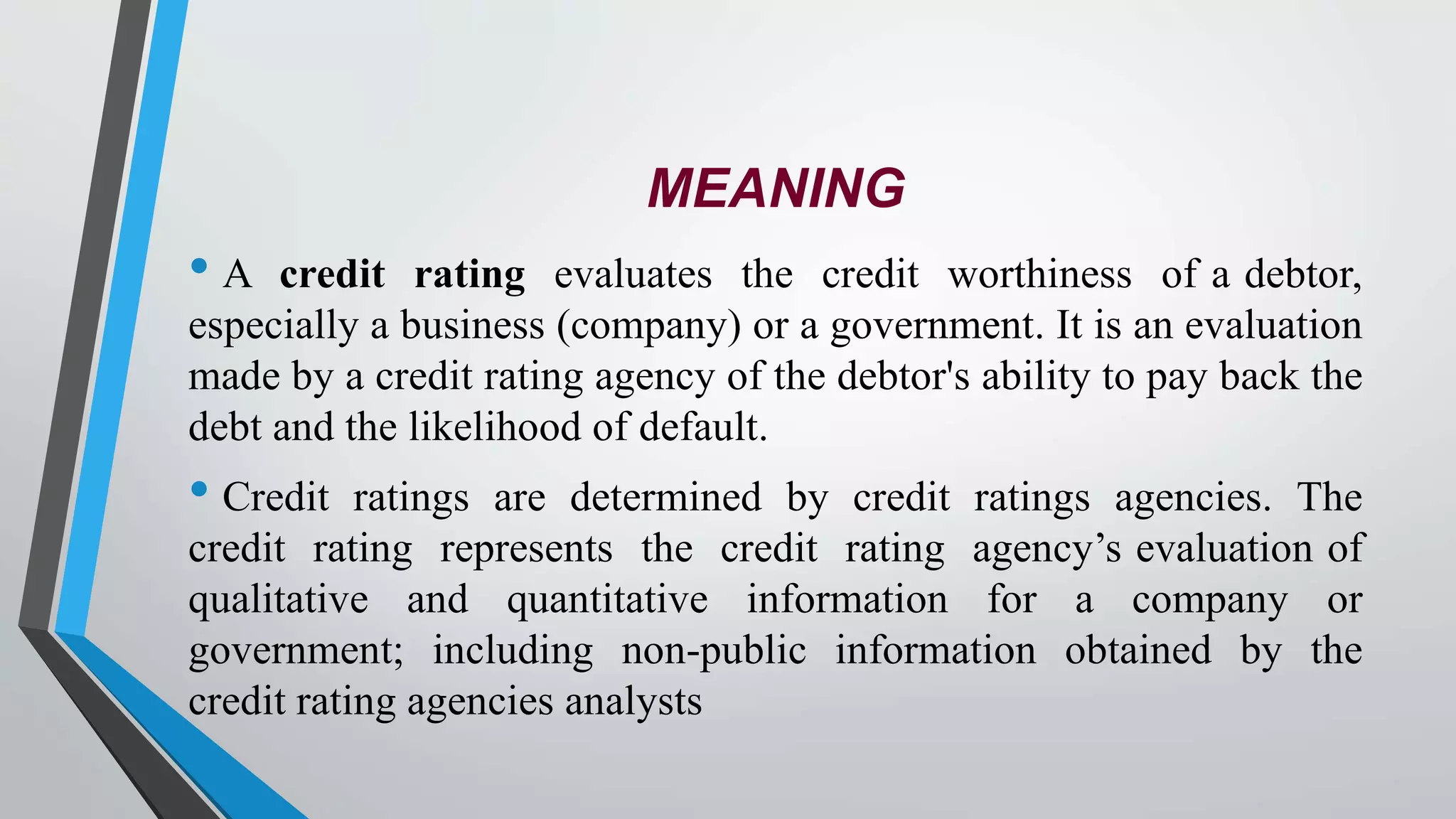 CREDIT RATING METHODOLOGY | PPTX