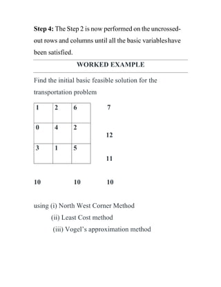 Determine Initial Basic Feasible Solution using various methods | PDF