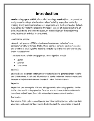 CREIDIT RATING AGENCY report | DOCX