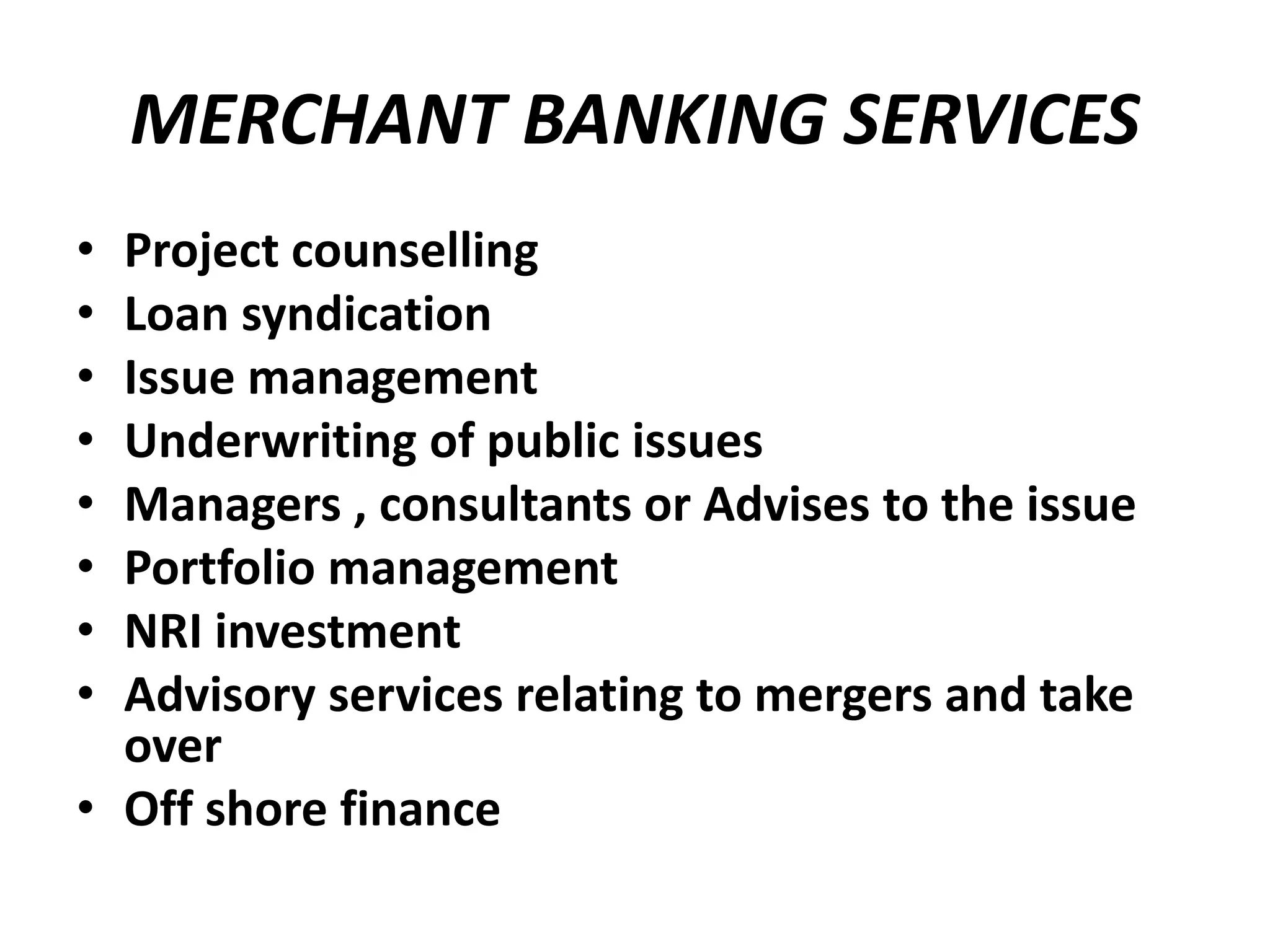 MERCHANT BANKING SERVICES | PPT