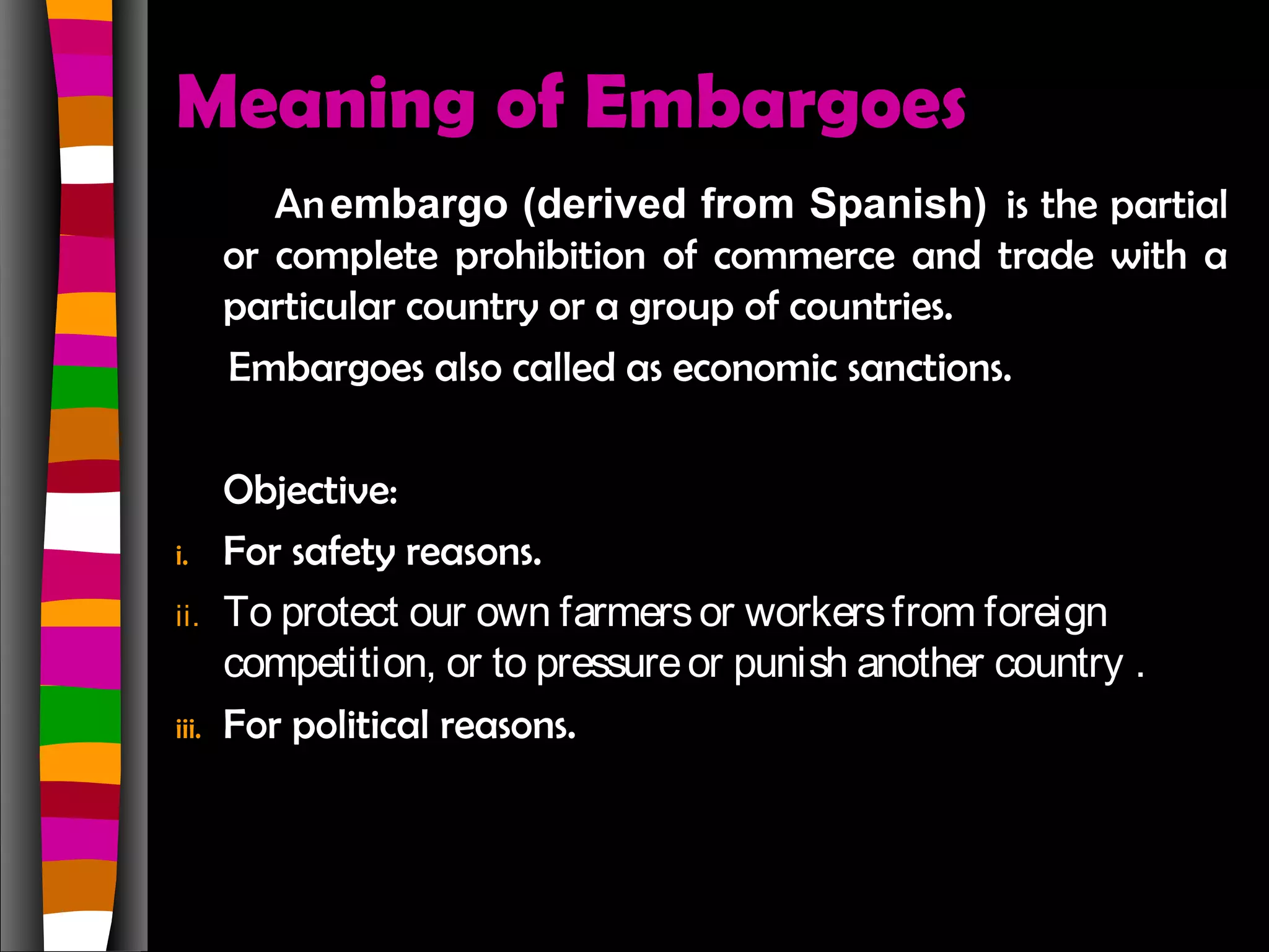 Types of Embargoes with examples | PPT