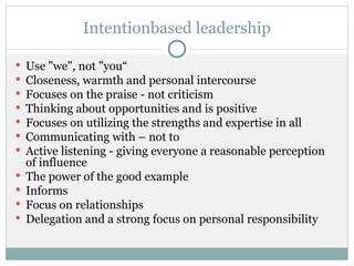 Intention based leadership | PPT
