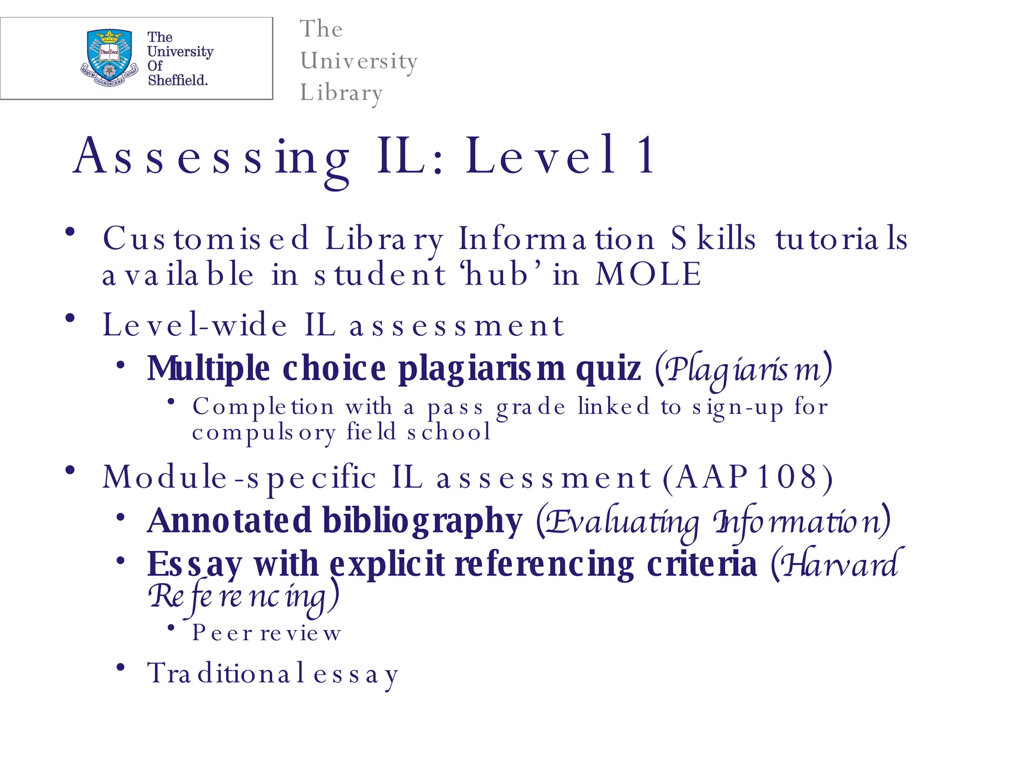 Assessing Information Literacy | PPT