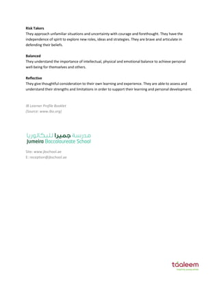 IB Learner Profile - Jumeira Baccalaureate School | PDF