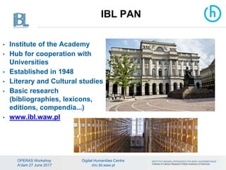 OpenAIRE workshop: Beyond APCs - Klaudia Grabowska (IBL PAN, Poland) | PPT