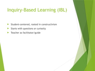 Inquiry-Based Learning vs Problem-Based Learning | PPTX
