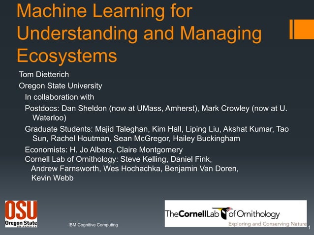 Machine Learning for Understanding and Managing Ecosystems | PDF
