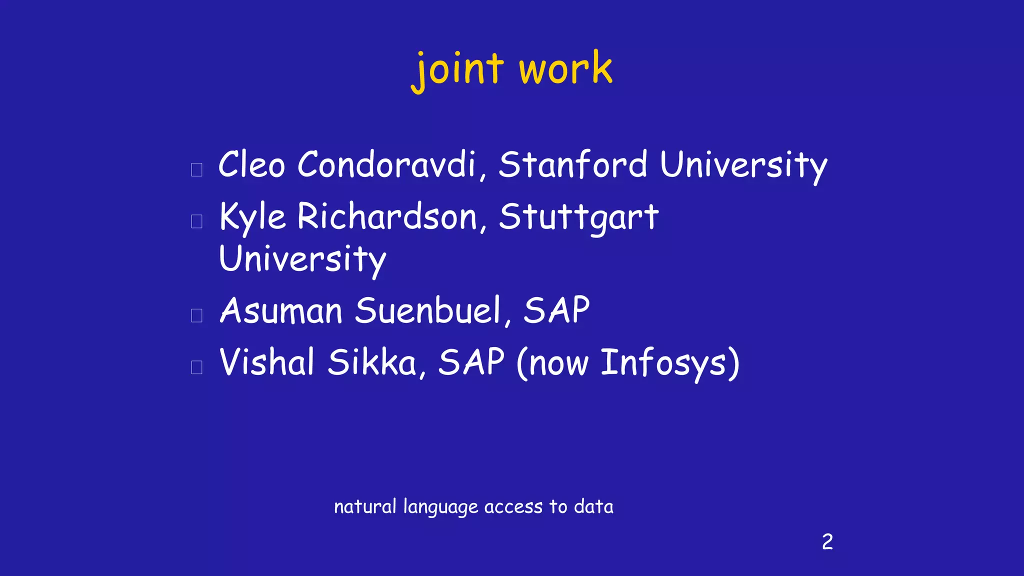 Natural Language Access to Data via Deduction | PDF