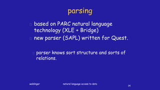 Natural Language Access to Data via Deduction | PDF | Databases | Computer Software and Applications
