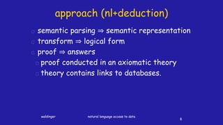 Natural Language Access to Data via Deduction | PDF | Databases | Computer Software and Applications