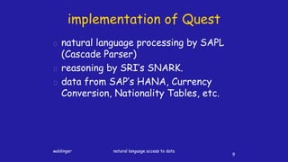 Natural Language Access to Data via Deduction | PDF | Databases | Computer Software and Applications