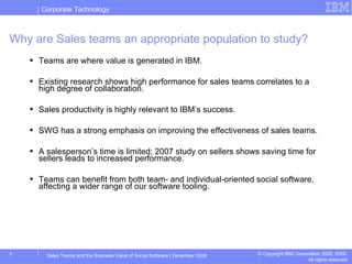 Sales Teams And Value Of Social Software (IBM) | PPT