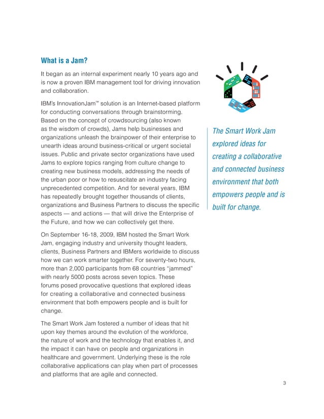 IBM Smarter Work Innovation Jam Report 2009 | PDF