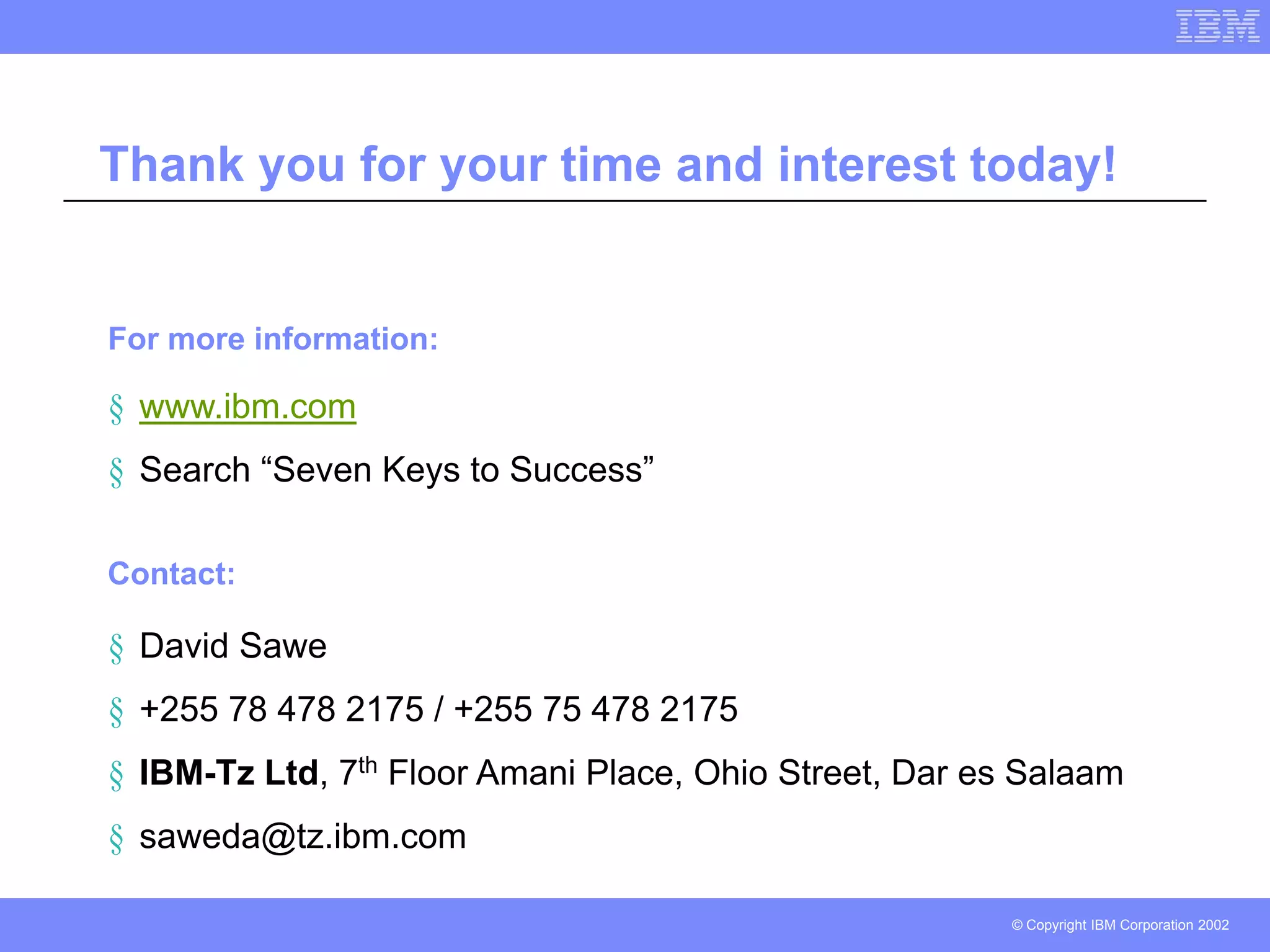 IBM - The 7 Keys to Success - MoMoDar | PDF