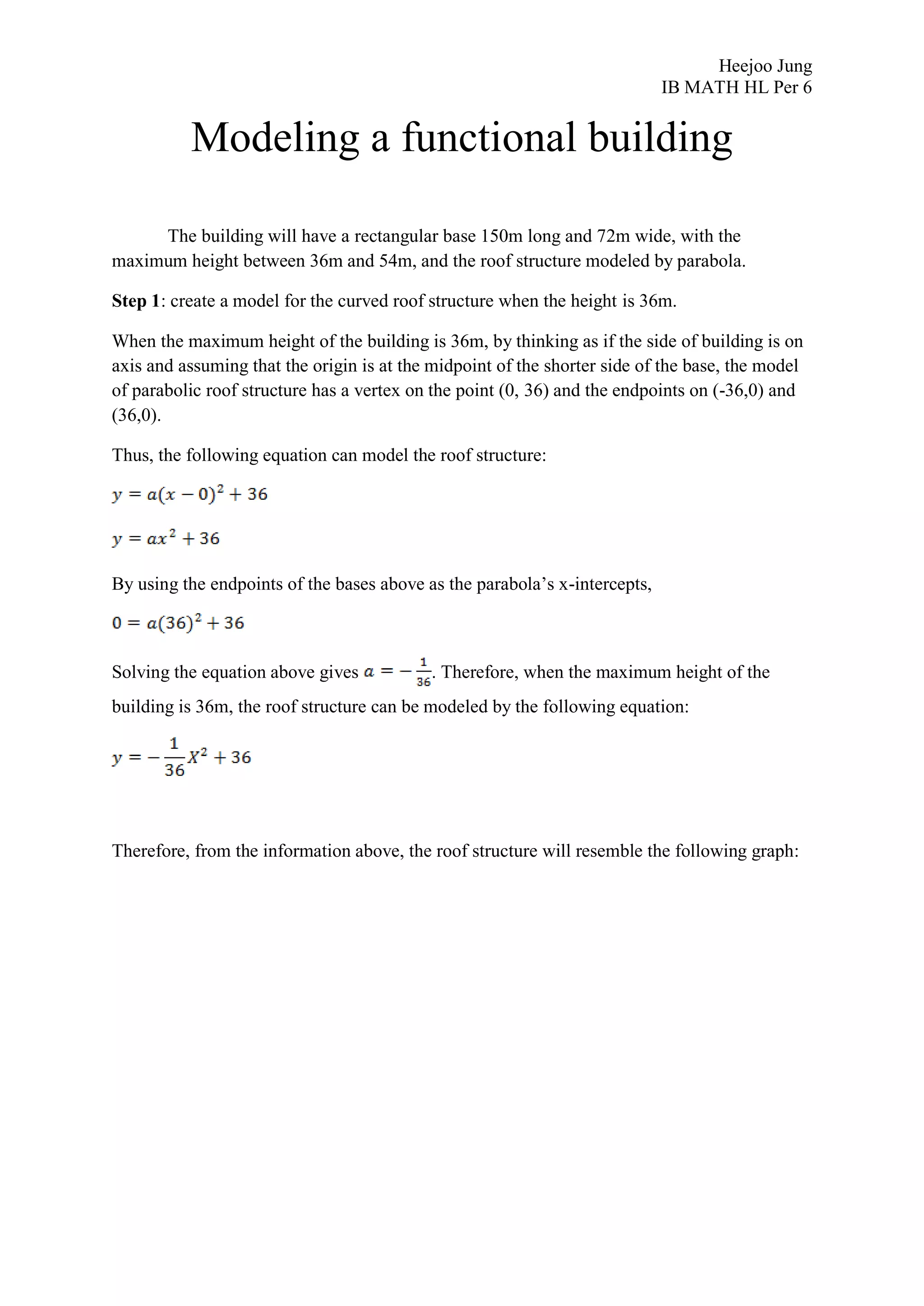 IB math HL IA modeling a functional building | PDF