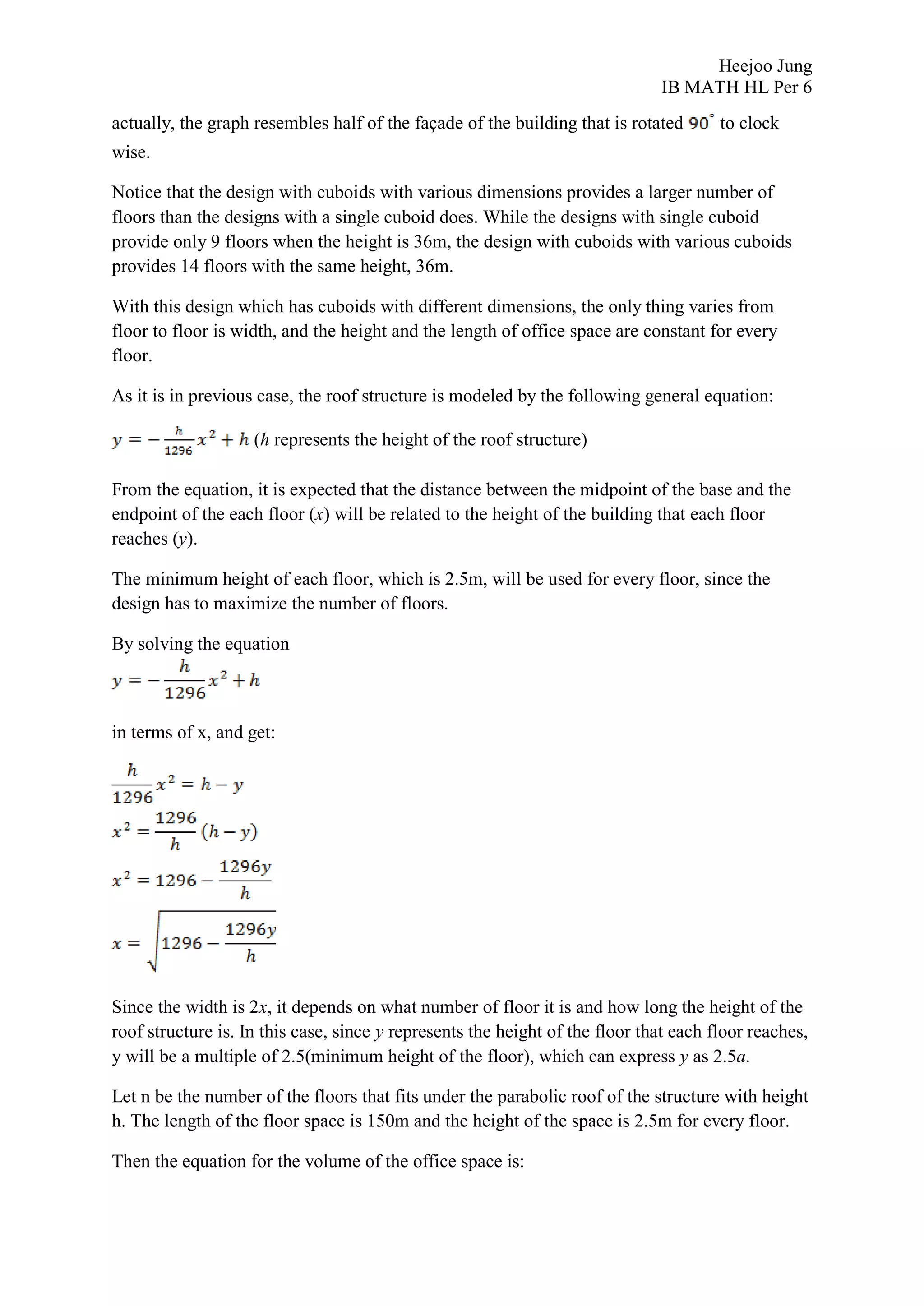 IB math HL IA modeling a functional building | PDF