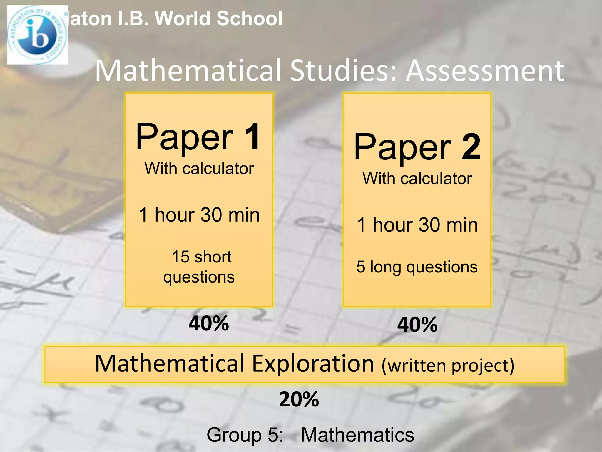 IB Diploma: Group 5 mathematics | PPTX