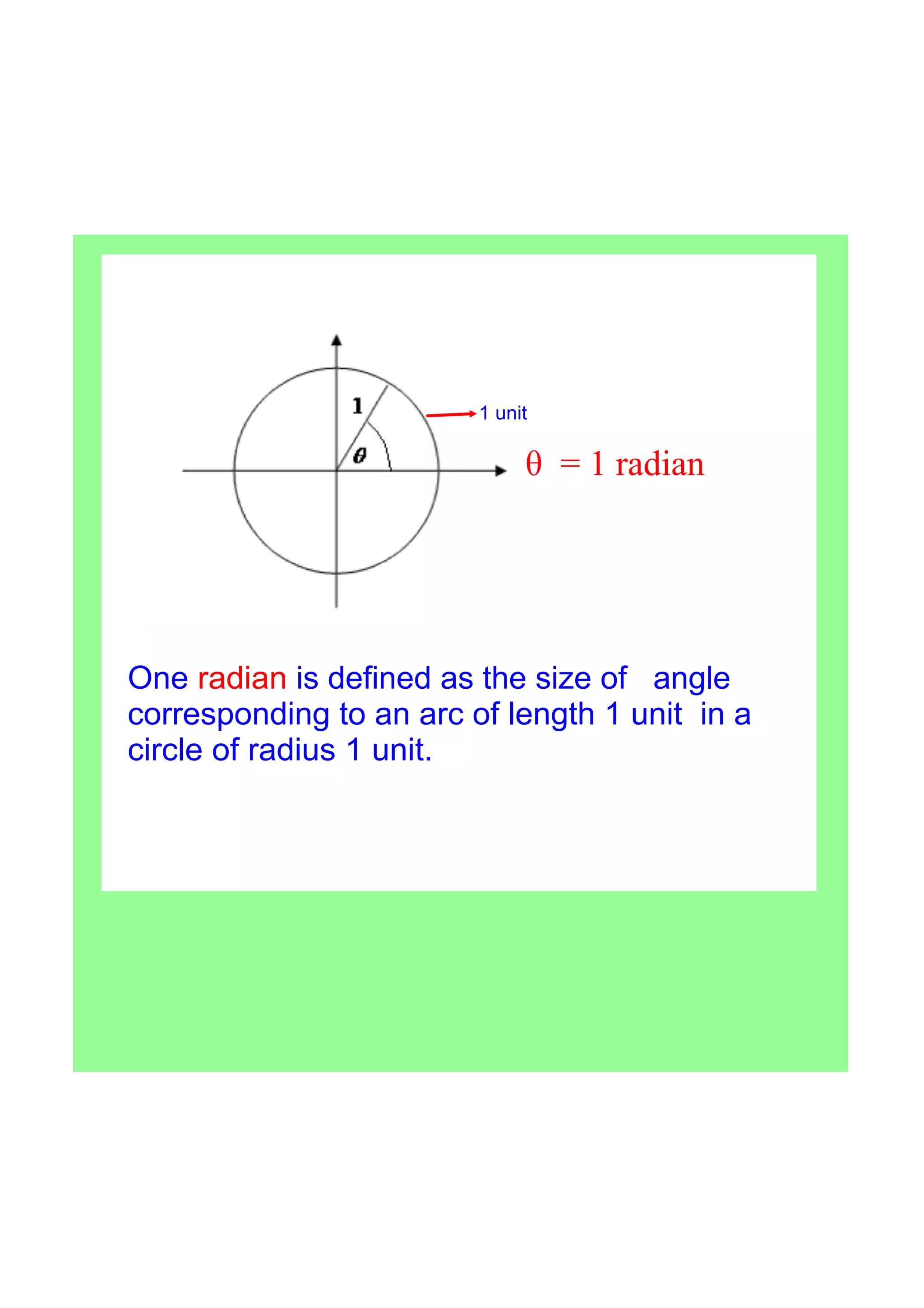 IB Maths Radians, arc length & sector area | PDF