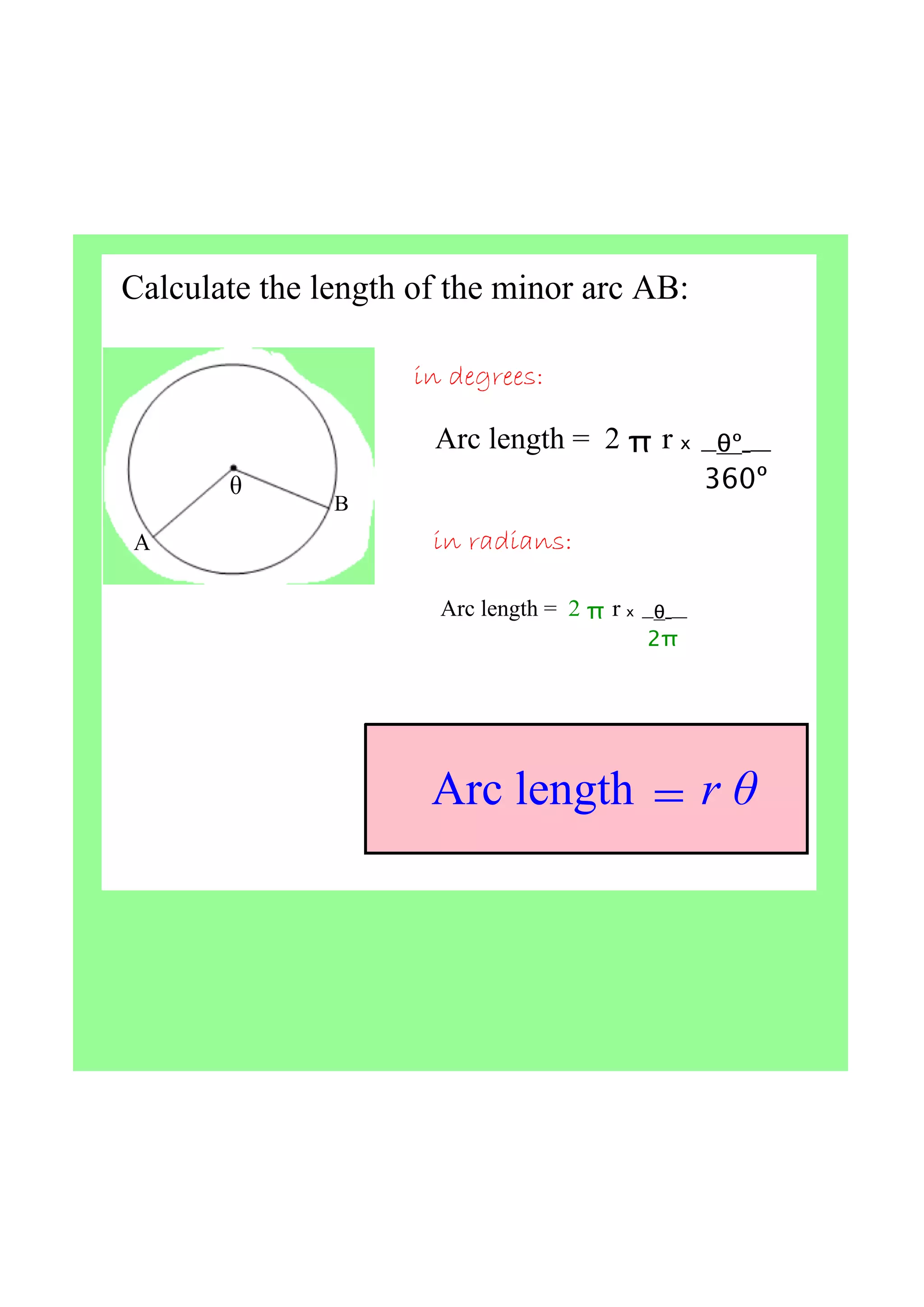 IB Maths Radians, arc length & sector area | PDF