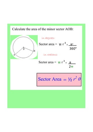 IB Maths Radians, arc length & sector area | PDF