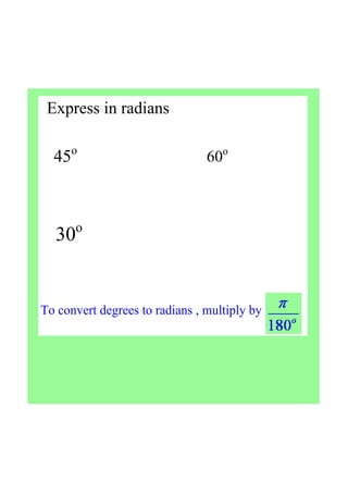 IB Maths Radians, arc length & sector area | PDF