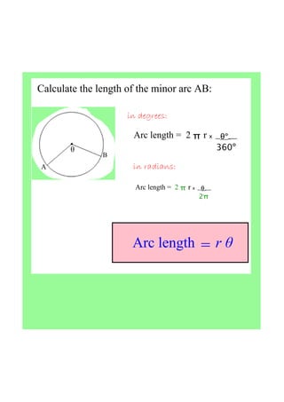 IB Maths Radians, arc length & sector area | PDF