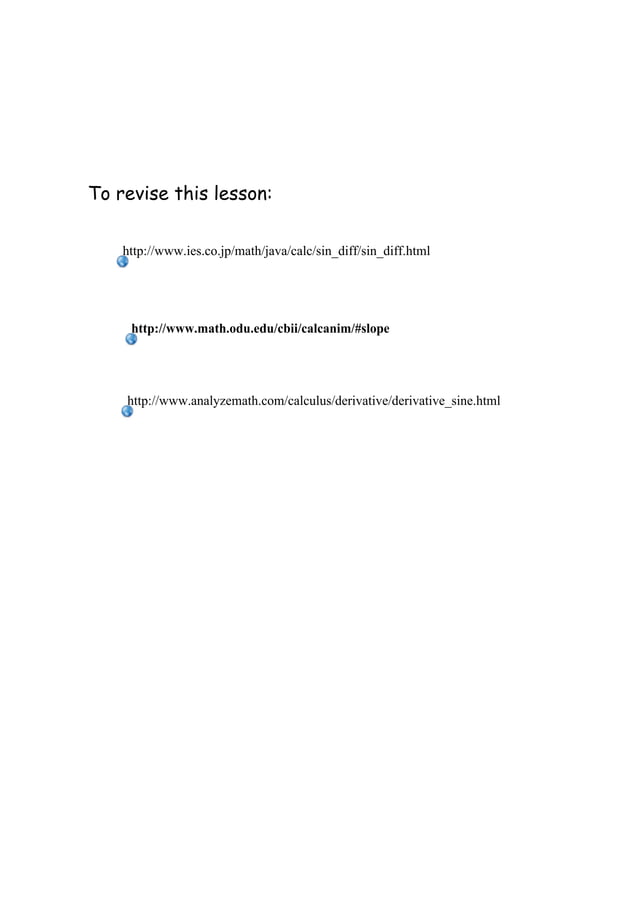 Ib Maths Sl Derivatives Of Transcendental Functions Pdf