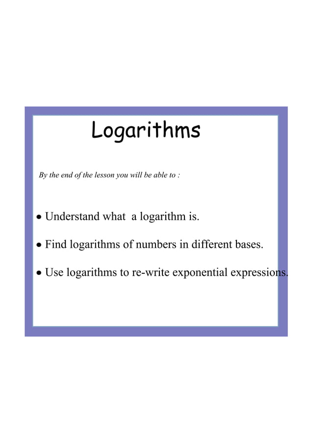 Ib maths sl logarithms definition | PDF