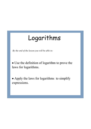 Ib maths sl logarithms laws | PDF
