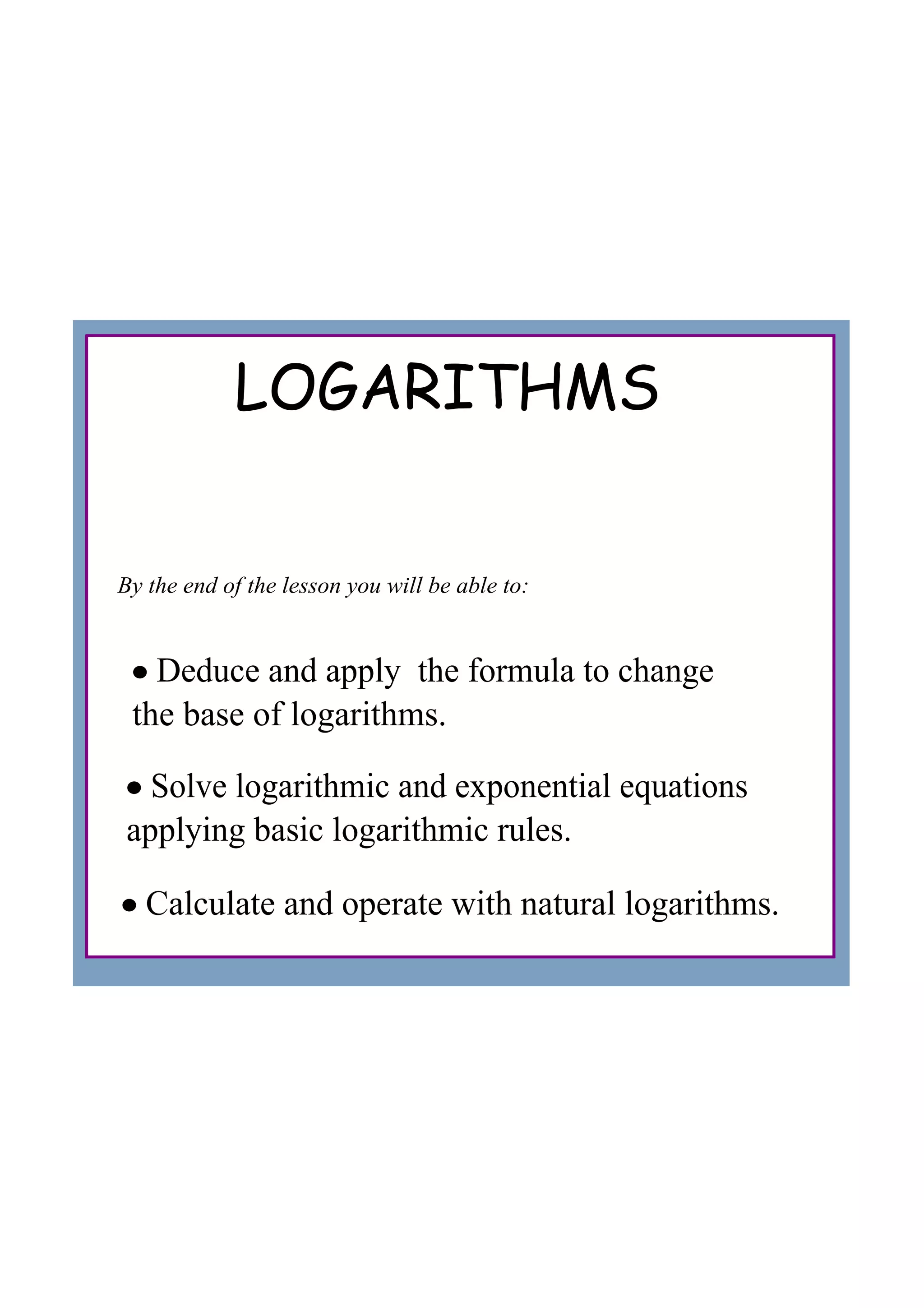 Ib maths sl log change of base | PDF
