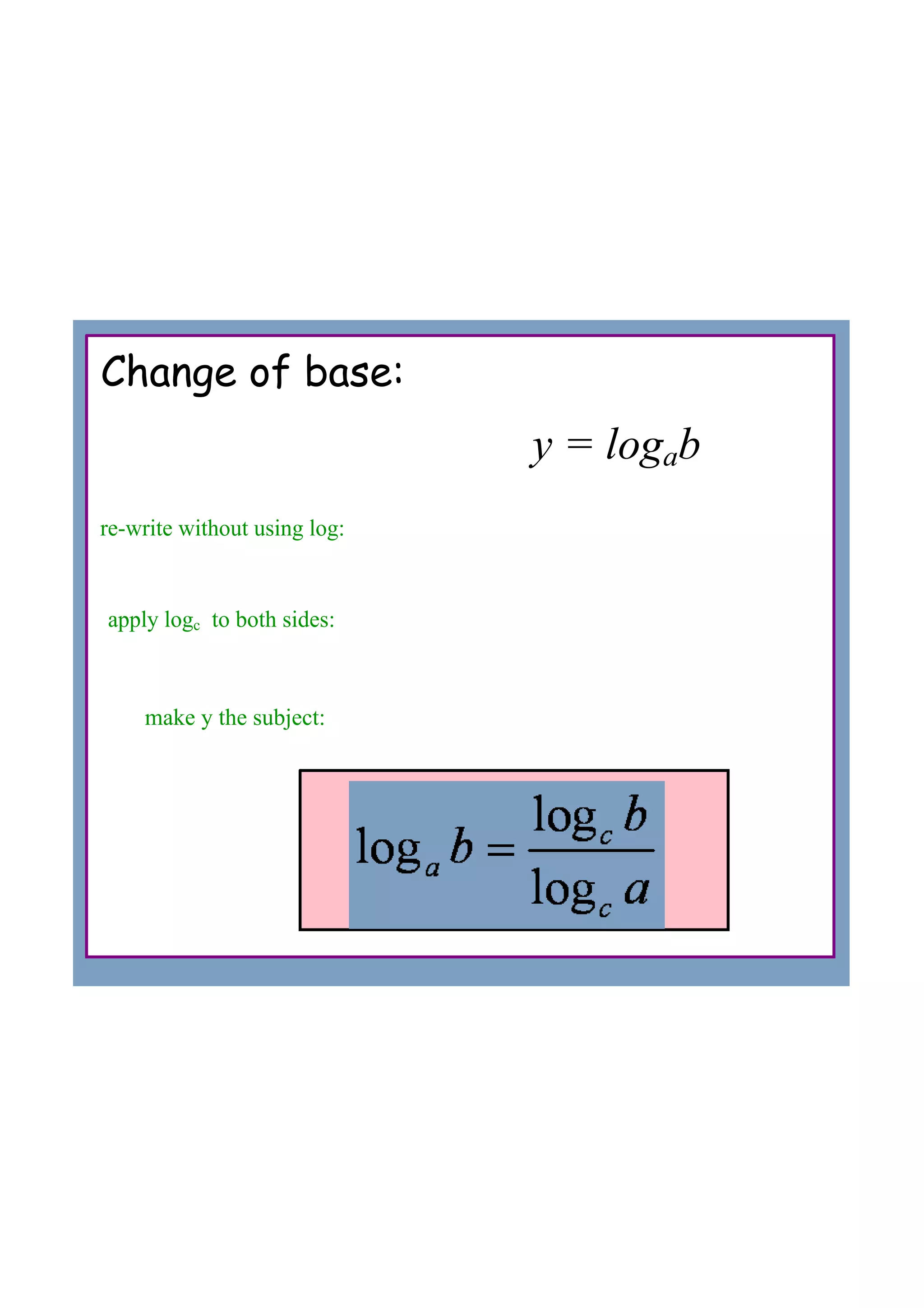 Ib maths sl log change of base | PDF
