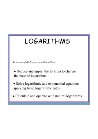 Ib maths sl log change of base | PDF