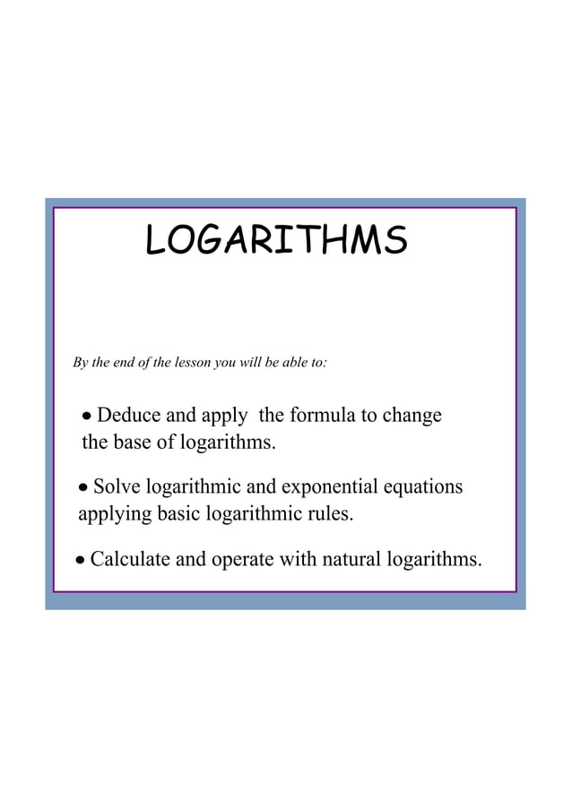 Ib maths sl log change of base | PDF