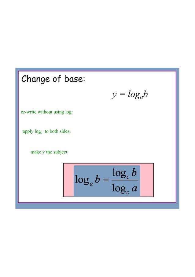 Ib maths sl log change of base | PDF